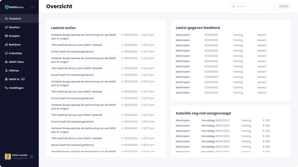 Probeer nu gratis - KMOP Admin